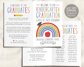 Preschool Graduation Ceremony Program Template Prek Pre-k, Elementary ...