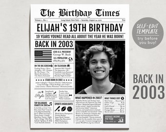 2003 Birthday Poster - Etsy