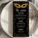 Masquerade Dinner Menu Editable Template, Engagement Party Rehearsal ...