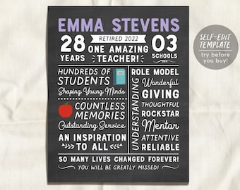 Teacher Retirement Gift Printable DIGITAL FILE Personalized Print for ...