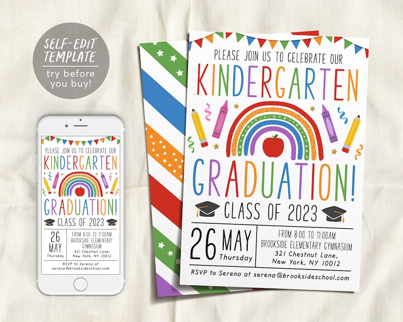 Kindergarten Graduation Ceremony BUNDLE Editable Template, Class ...