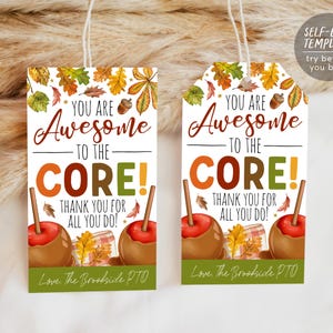 You Are Awesome to the Core Gift Tag Editable Template, Fall Caramel ...