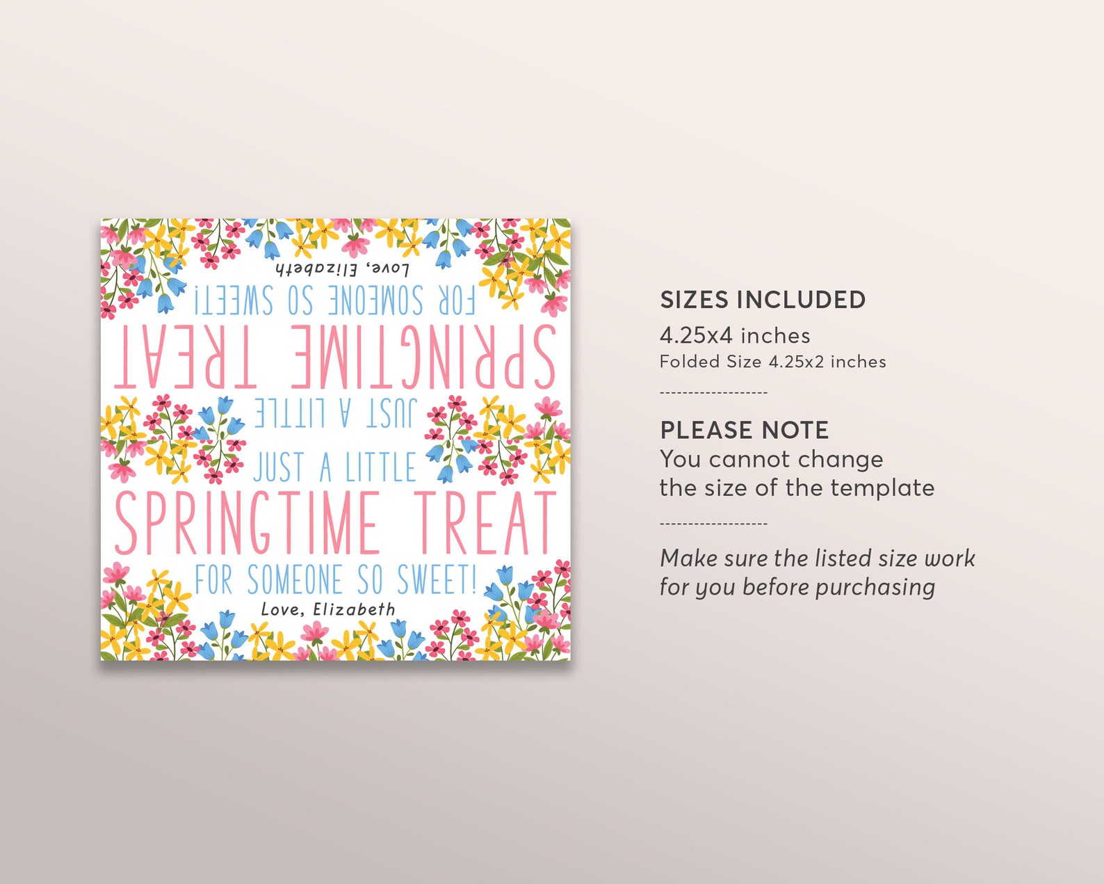 Springtime Treats Bag Toppers Editable Template, Hello Spring Happy ...