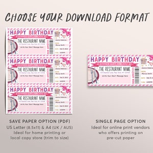 Birthday Restaurant Gift Voucher Editable Template, Surprise Dinner ...