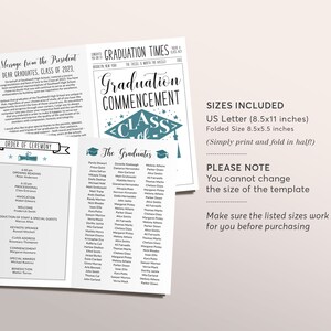 Graduation Program Editable Template, Pamphlet Booklet Newspaper High ...