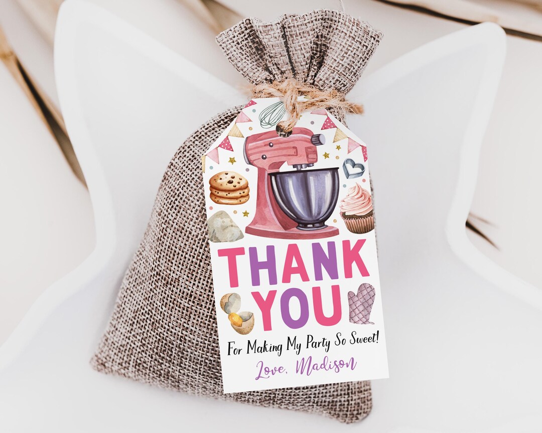 Baking Birthday Party Favor Tags Editable Template, Girl Chef Baking ...