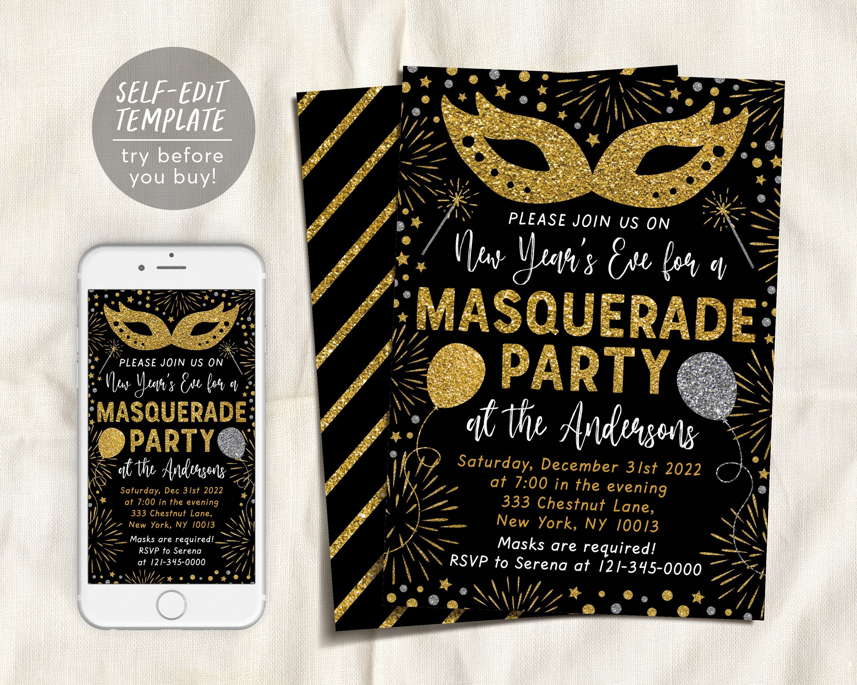 Unique Masquerade Invitation Template