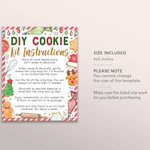 Christmas DIY Cookie Kit Instructions Card Editable Template, Xmas ...
