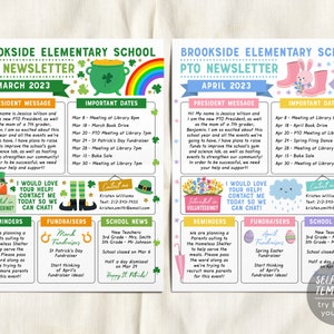 Yearly PTO PTA Newsletter Editable Template BUNDLE Set, Classroom ...