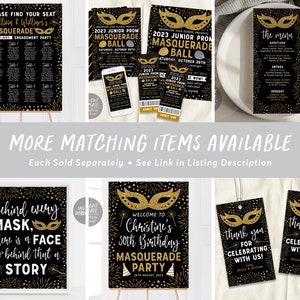 Masquerade Dinner Menu Editable Template, Engagement Party Rehearsal ...