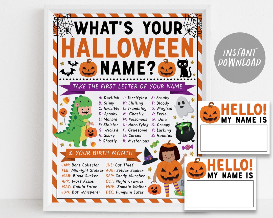 What's Your Halloween Name Game, Pumpkin Carving Party Activity With ...