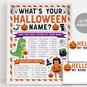 What's Your Halloween Name Game, Pumpkin Carving Party Activity With ...