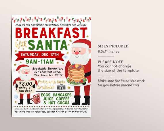 Plantilla De Desayuno Con Santa
