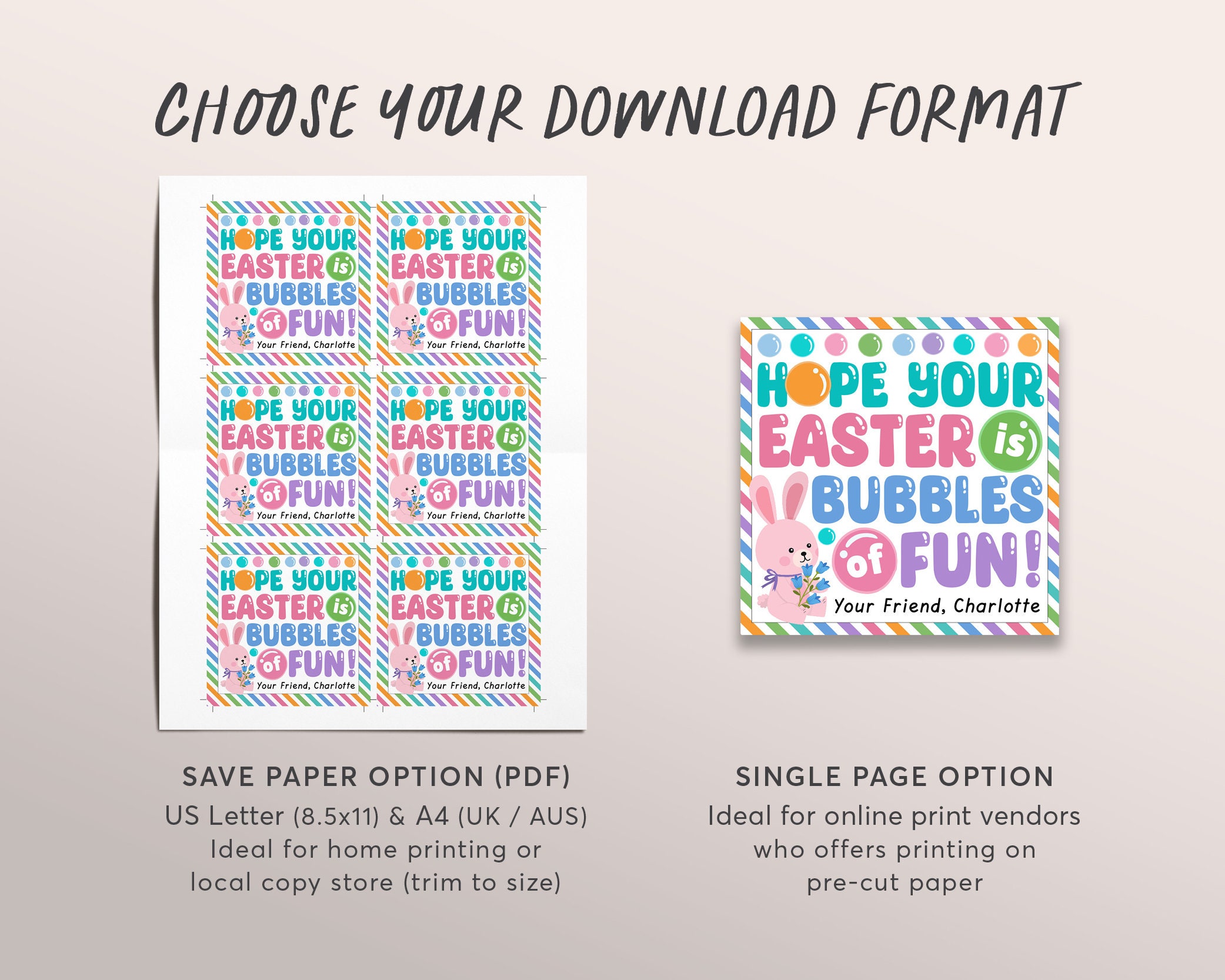 Hope Your Easter is Bubbles of Fun Favor Tags Editable Template, Spring ...