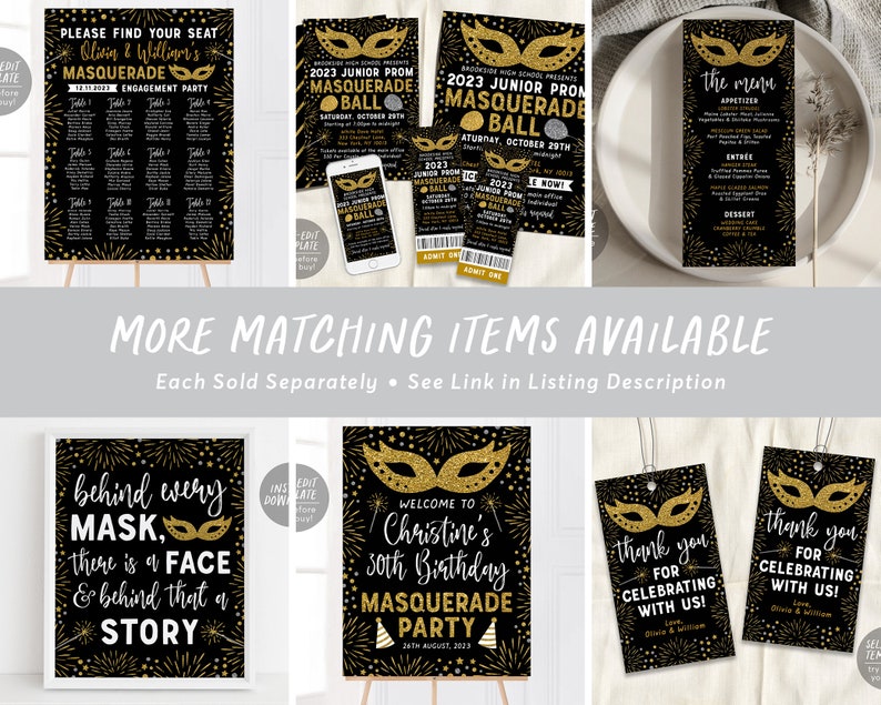 Masquerade Party Invitation Editable Template, New Years Eve Party ...