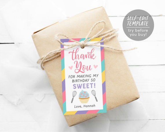 Baking Birthday Thank You Tags Editable Cupcake Favor Tag - Etsy