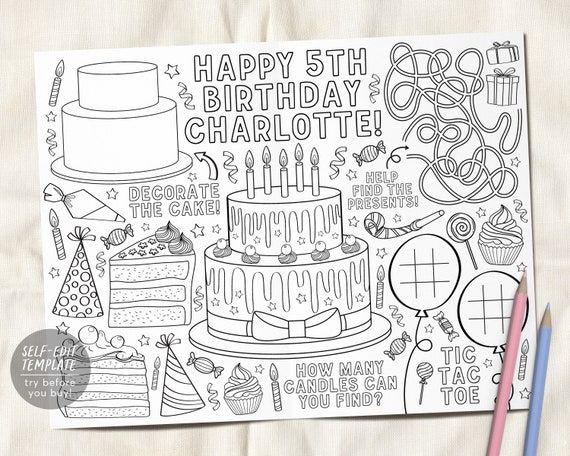 Birthday Party Coloring Sheets