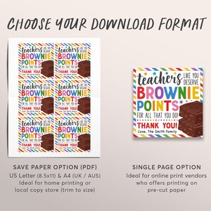Teachers Like You Deserve Brownie Points Editable Template, Chocolate ...