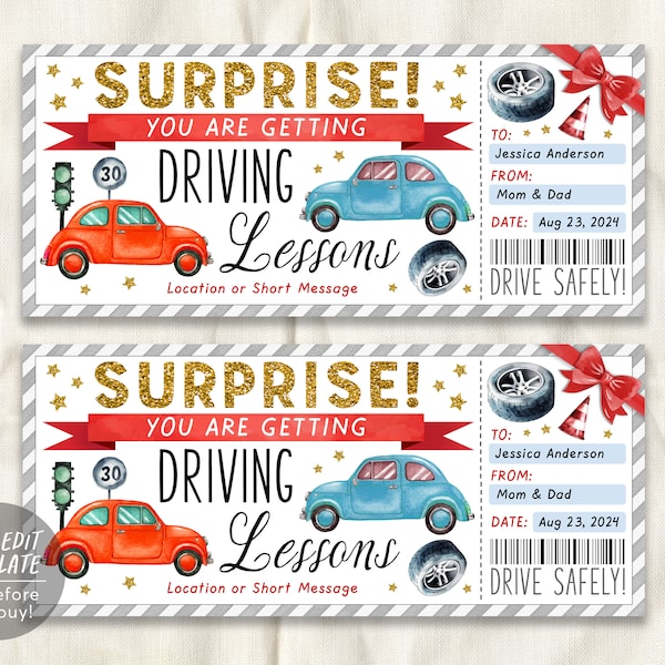 Driving Lesson Voucher Template - Etsy