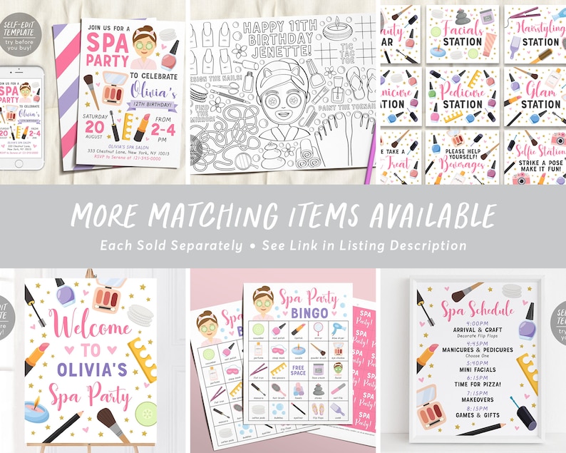Spa Schedule Sign Editable Template Spa Party Timeline Tween - Etsy