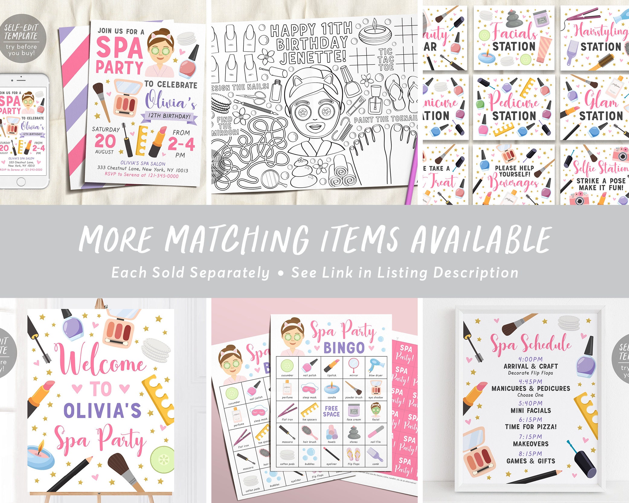 Spa Schedule Sign Editable Template Spa Party Timeline Tween - Etsy ...