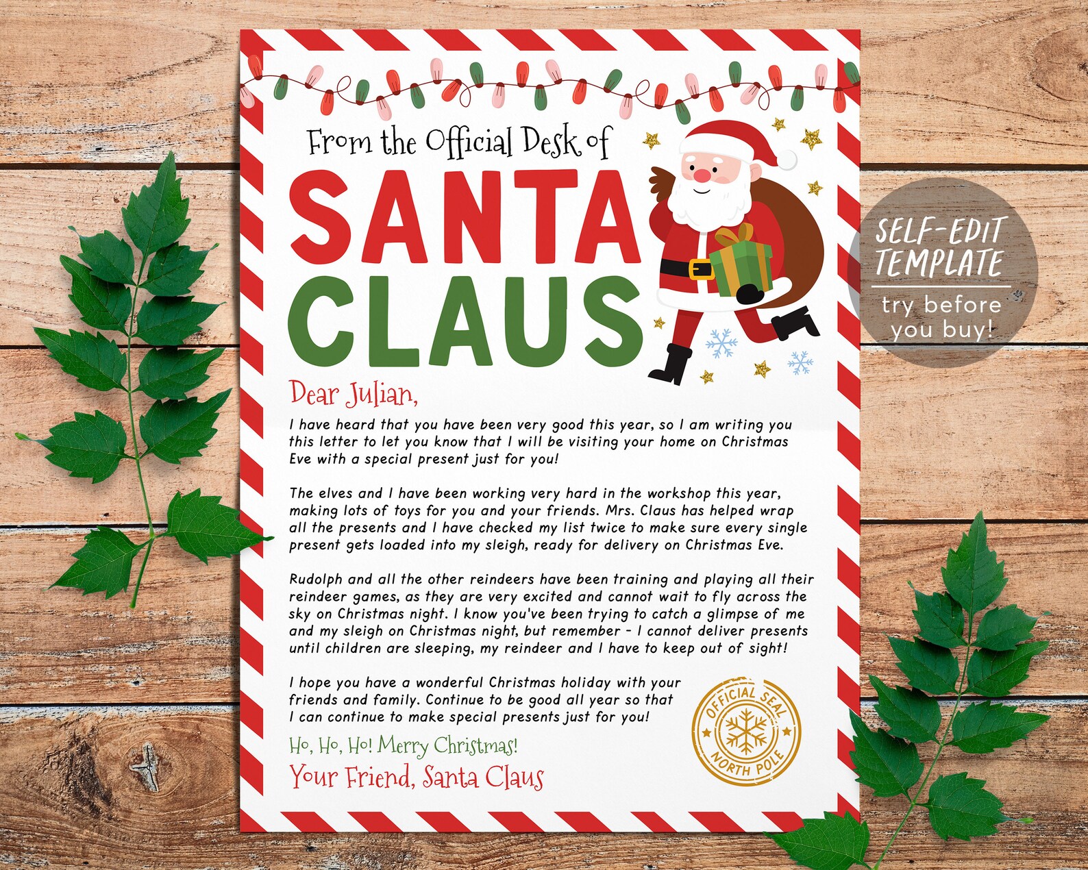 BUNDLE Official Letter to and From Santa KIT Editable Template ...