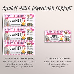 Glamping Trip Ticket Editable Template, Birthday Glamping Weekend Trip ...