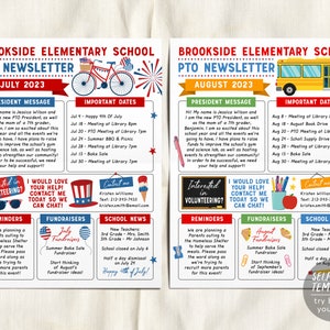 Yearly PTO PTA Newsletter Editable Template BUNDLE Set, Classroom ...