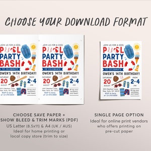 Baseball Pool Party Invitation Editable Template, Sports Boys Summer ...