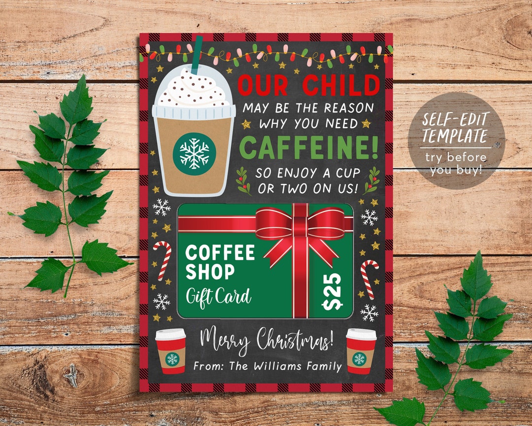 Christmas Coffee Gift Card Holder Editable Template, Holiday Funny ...