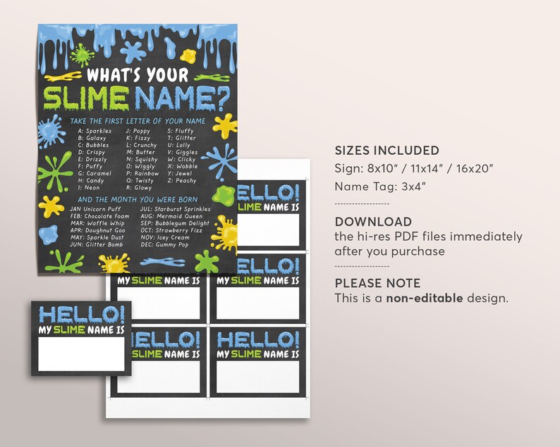 What's Your Slime Name BOY Poster Printable Slime Party - Etsy