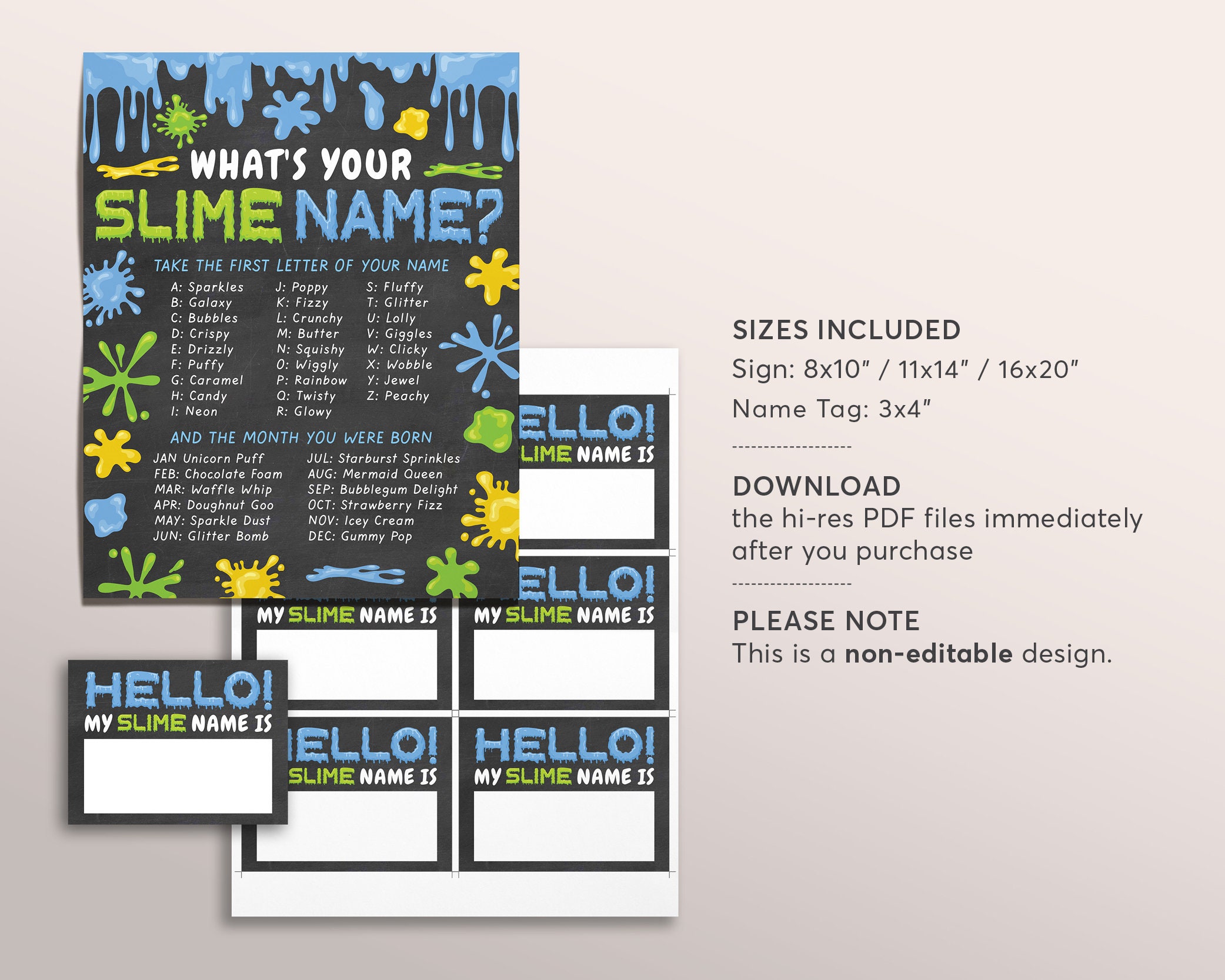 What's Your Slime Name BOY Poster Printable Slime Party - Etsy