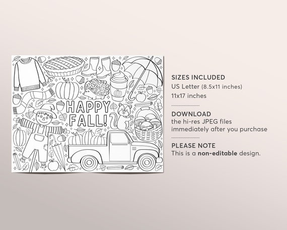 Printable Fall Coloring Pages Placemat