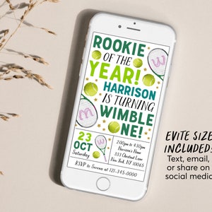Tennis First Birthday Invitation With Photo Editable Template, Boy ...