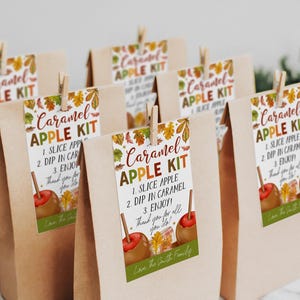 Caramel Apple Kit Tags Editable Template, Fall Caramel Apple Gift ...