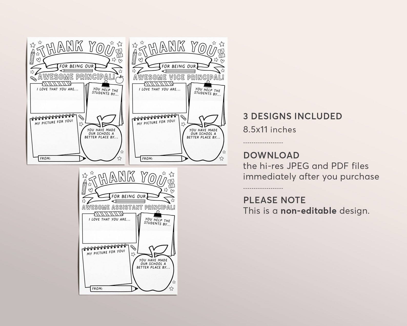 Principal Appreciation Day Thank You Printable, Vice Assistant ...