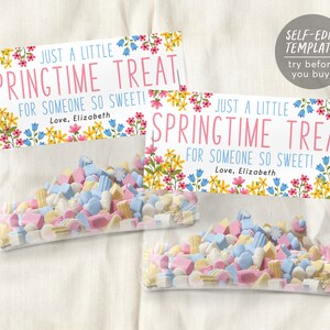 Springtime Treats Bag Toppers Editable Template, Hello Spring Happy ...