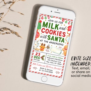 Milk and Cookies With Santa Invitation Editable Template, Christmas ...