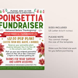Poinsettia Fundraiser Flyer Editable Template, Christmas Poinsettia ...