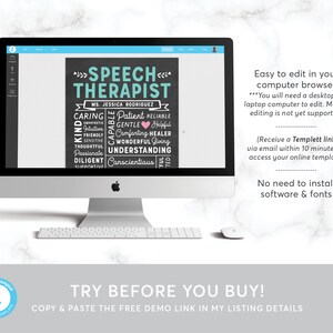 Editable Speech Therapist Chalkboard Gift Print Template SLP | Etsy