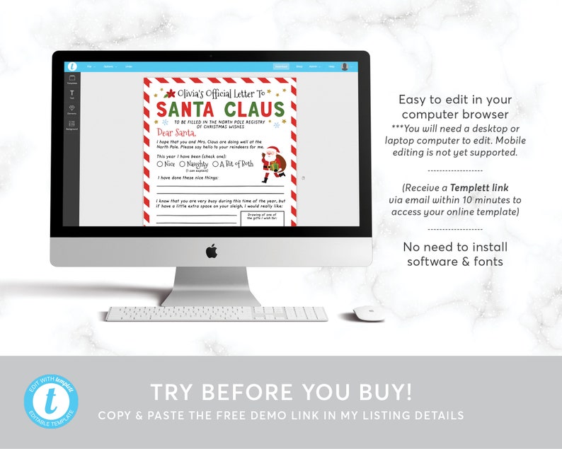 Letter to Santa Editable Template Christmas Holidays Wish - Etsy