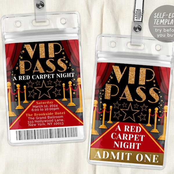 Vip Concert Badge Template - Etsy
