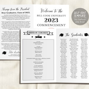 Graduation Program Editable Template, Add Your Own Logo, Pamphlet ...