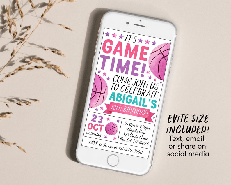 Basketball Birthday Invitation With Photo Editable Template, Girl ...