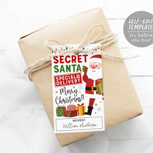 Secret Santa BUNDLE Kit Printable Editable Template, Secret Santa ...