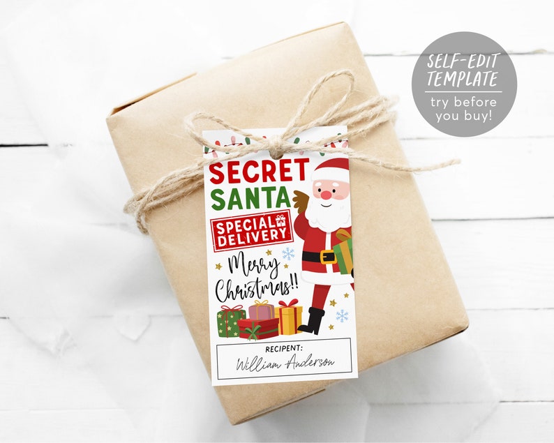 Secret Santa BUNDLE Kit Printable Editable Template Secret - Etsy