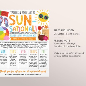 Beach Theme Teacher Staff Appreciation Week Itinerary Flyer Editable ...