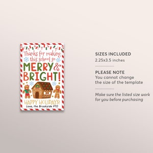 Christmas Gift Tags Editable Template, Thanks for Making This School ...