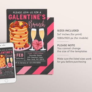 Galentine's Brunch Invitation Editable Template, Valentines Day ...