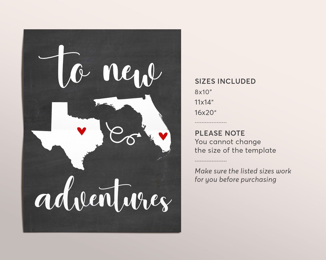 Editable Going Away State to State Gift Template, New Adventures Cross ...